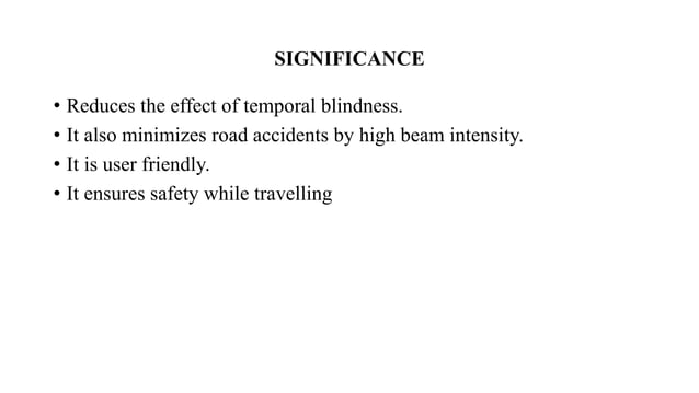 Automatic headlight intensity control system | PPTX | Auto Safety Technologies | Auto Technology
