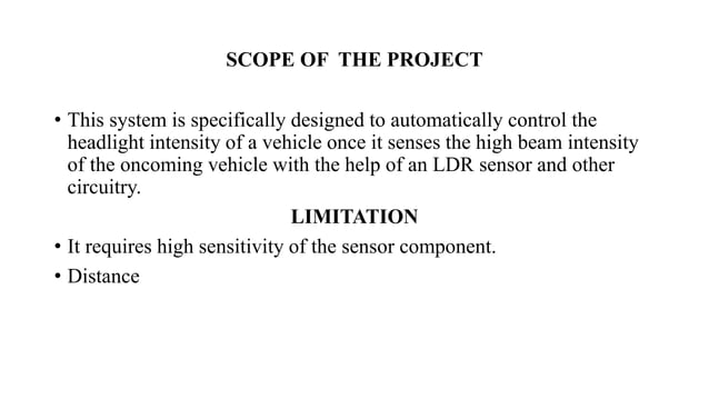 Automatic headlight intensity control system | PPTX | Auto Safety ...
