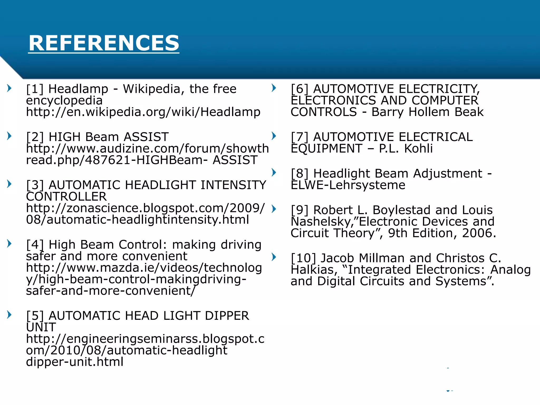 Automatic high beam controller for vehicles | PPTX