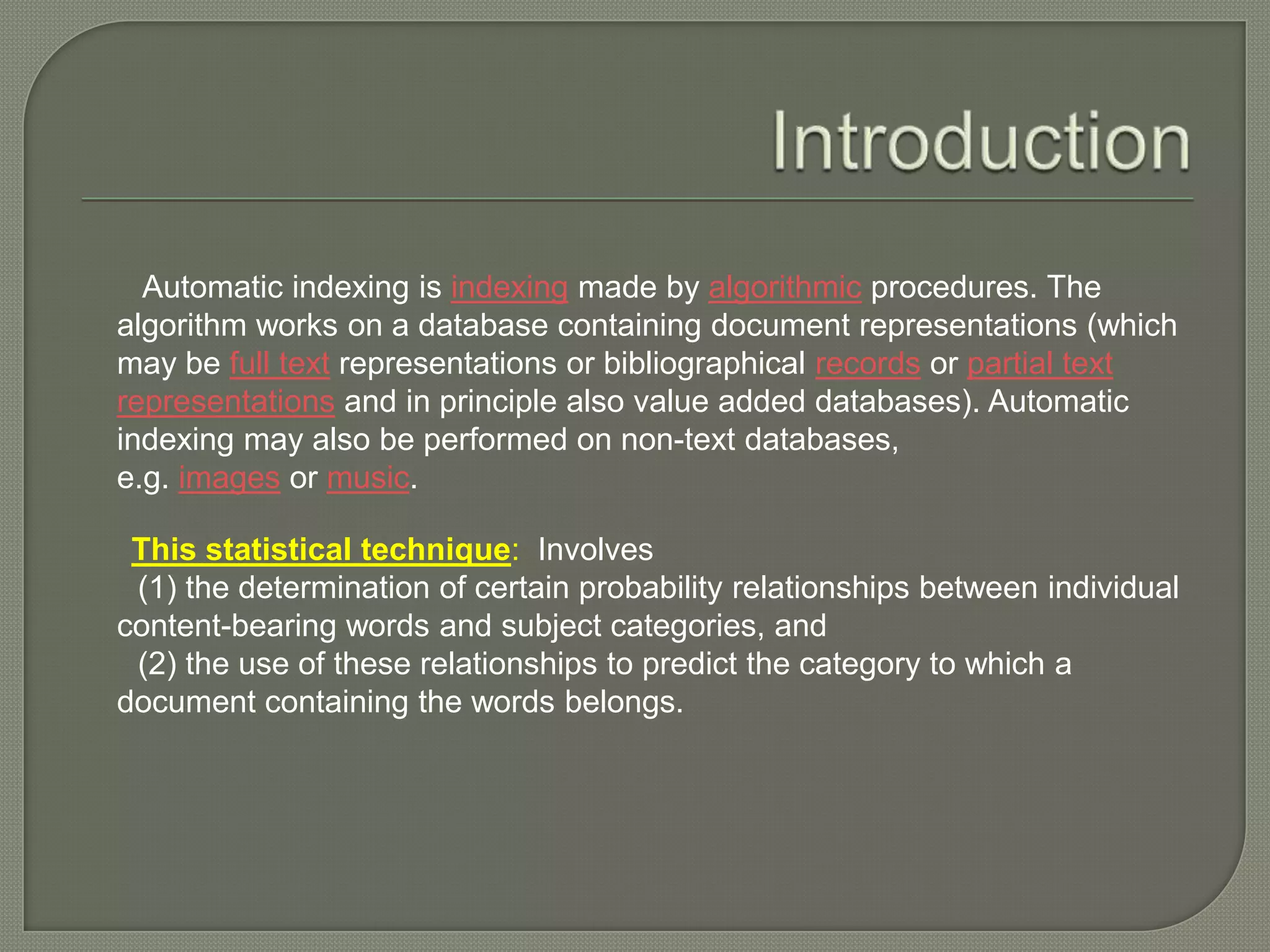 Automatic indexing | PPTX