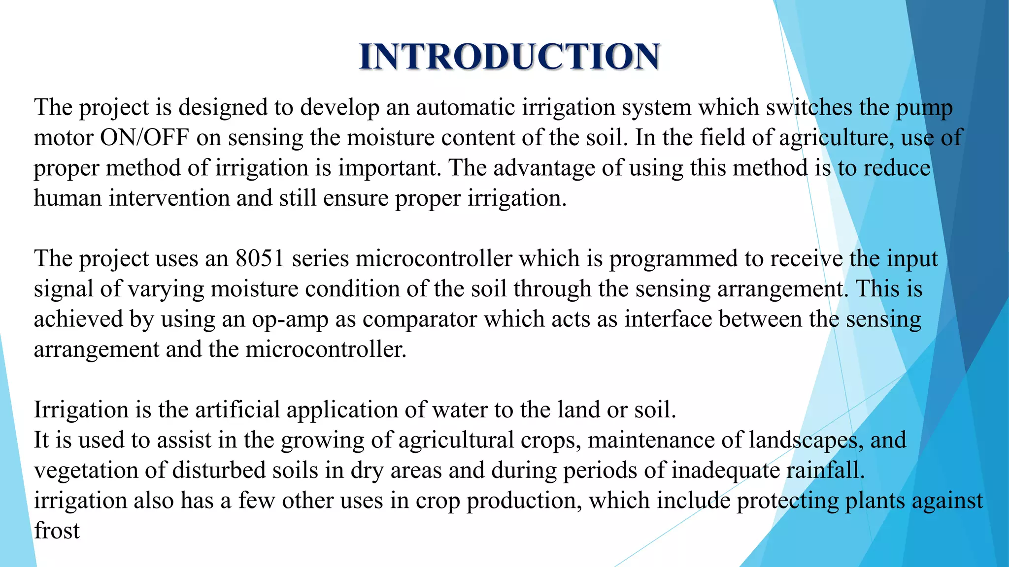 Automatic irrigation system by using 8051 | PPTX