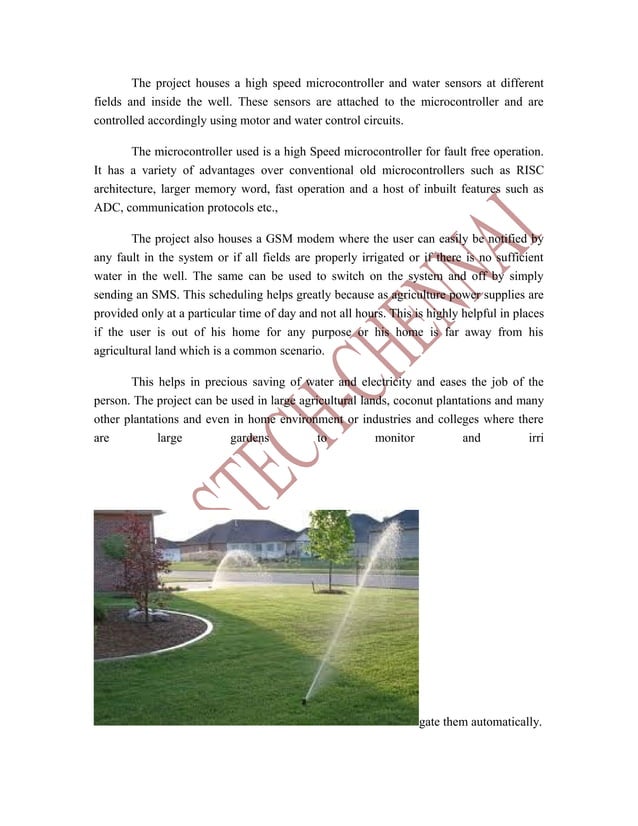 AGRICULTURE PROJECTS-EMBEDDED SYSTEM BASED GSM COMMUNICATION FOR ...