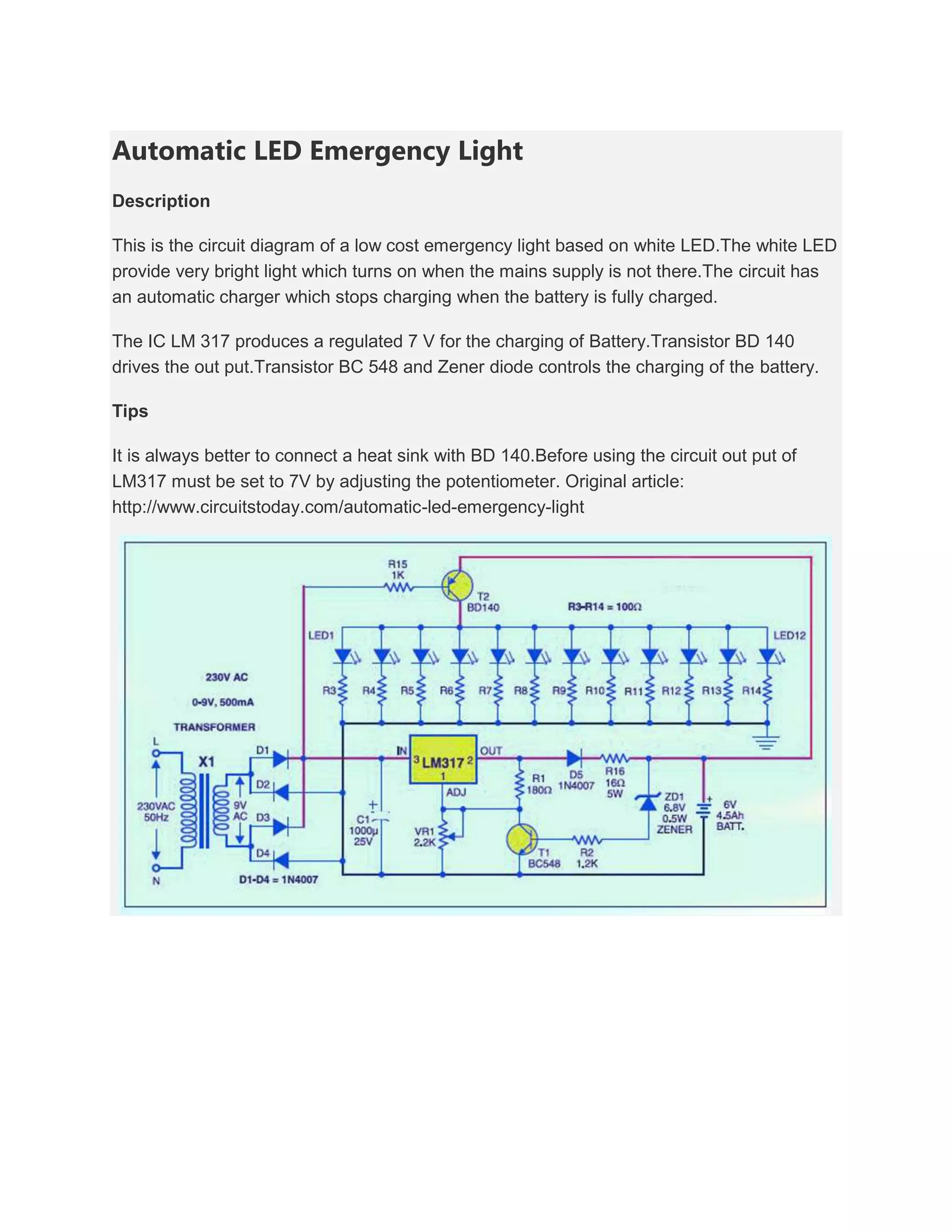 Automatic led emergency light | DOCX