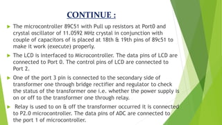 Automatic load sharing of transformer using microcontroller | PPTX
