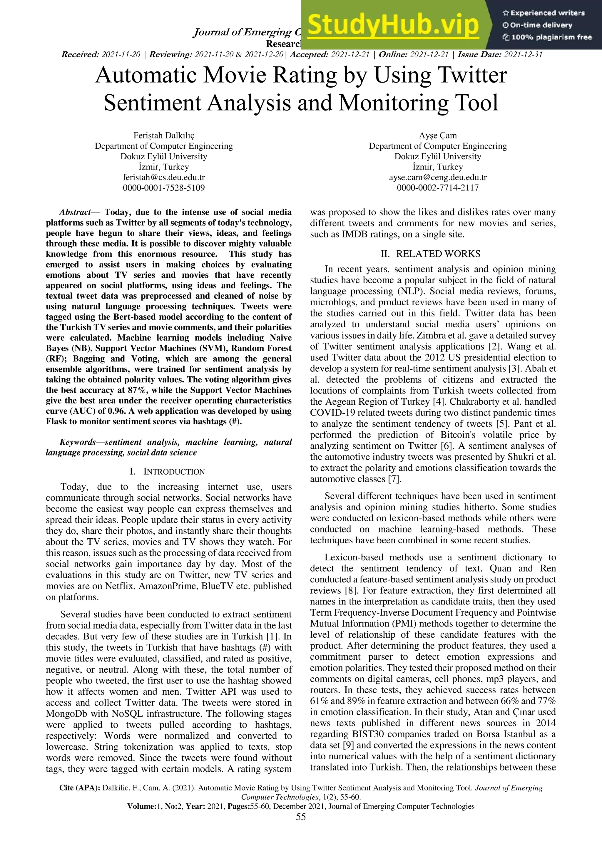 Automatic Movie Rating By Using Twitter Sentiment Analysis And Monitoring Tool | PDF