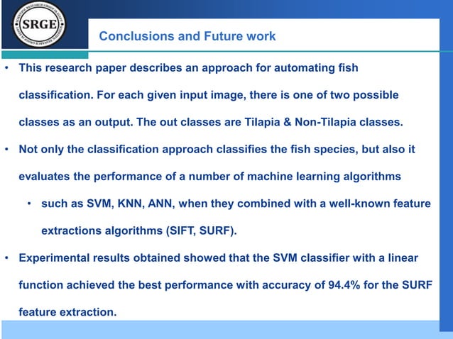 Automatic Nile Tilapia Fish Classiﬁcation Approach using Machine ...