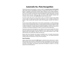 Automatic number plate recognition | PPT | Auto Type | Automotive