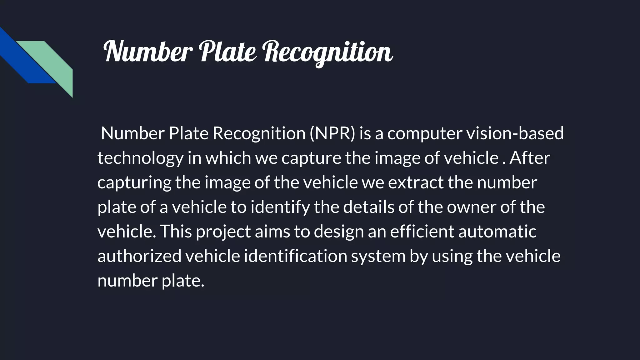 Automatic number plate recognition (anpr) | PPT