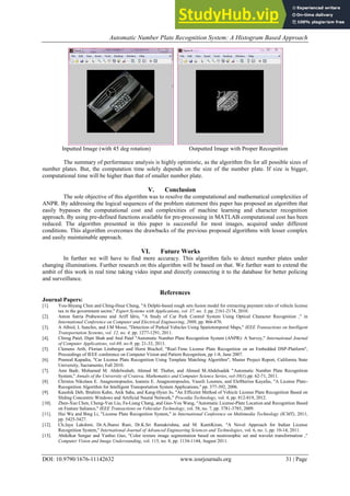 Automatic Number Plate Recognition System A Histogram Based Approach | PDF