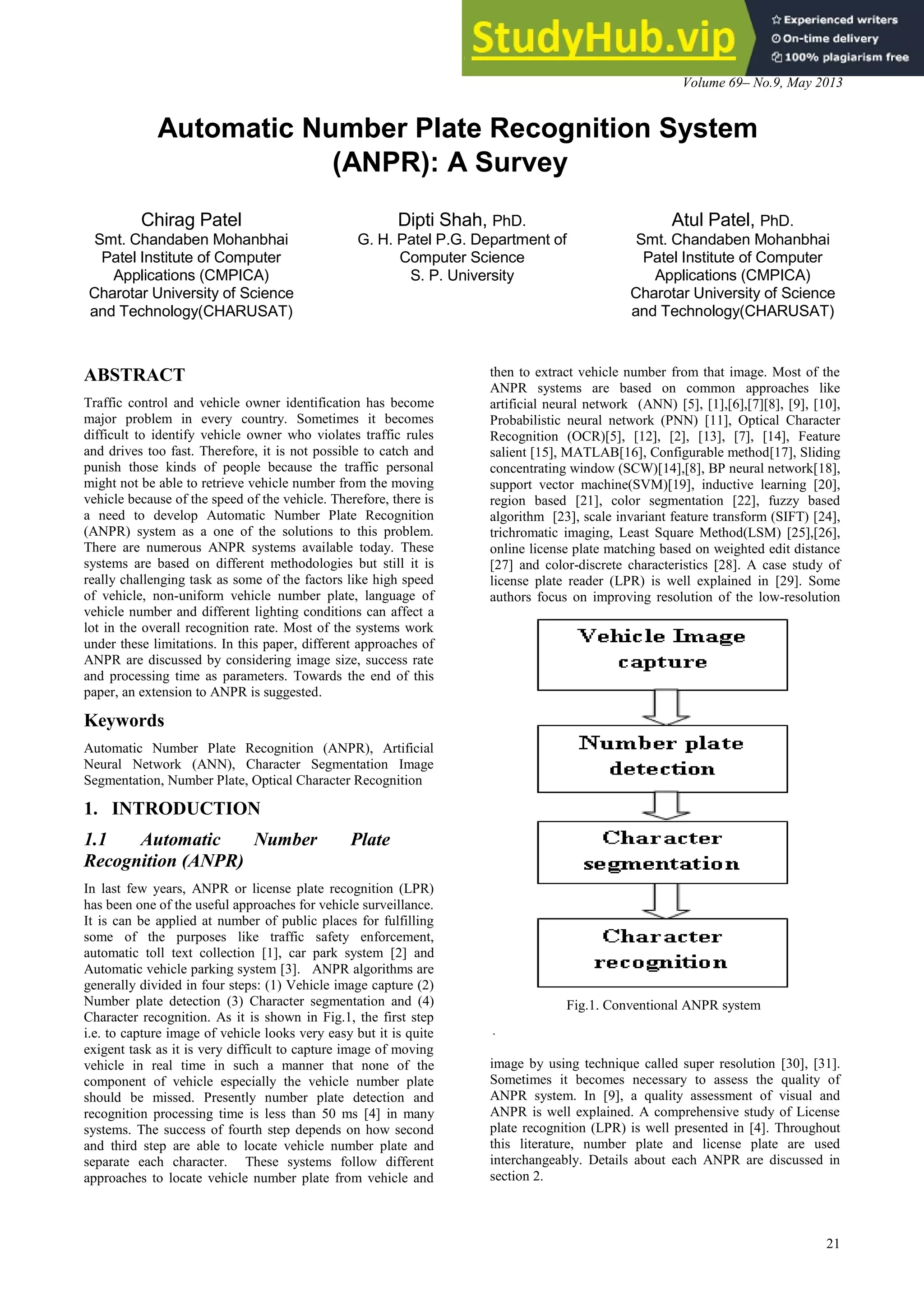 Automatic Number Plate Recognition System (ANPR) A Survey.pdf
