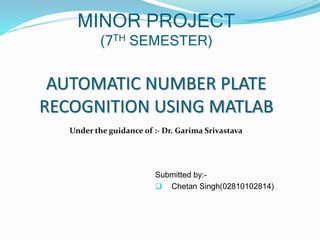 Automatic number plate recognition using matlab | PPTX