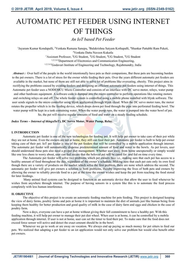 AUTOMATIC PET FEEDER USING IOT_2019_8p.pdf | Pet Supplies | Pets