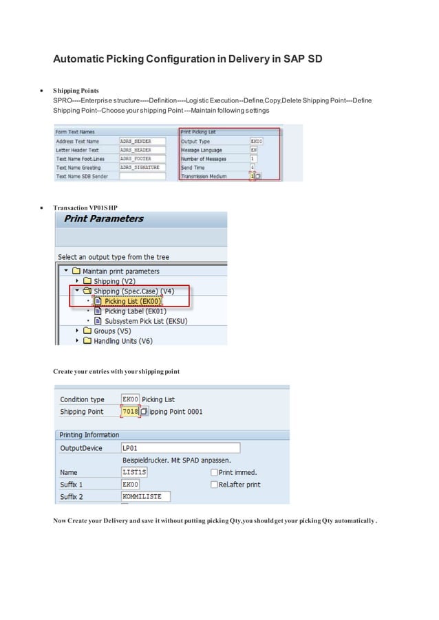 Automatic picking configuration in delivery in sap sd | DOCX