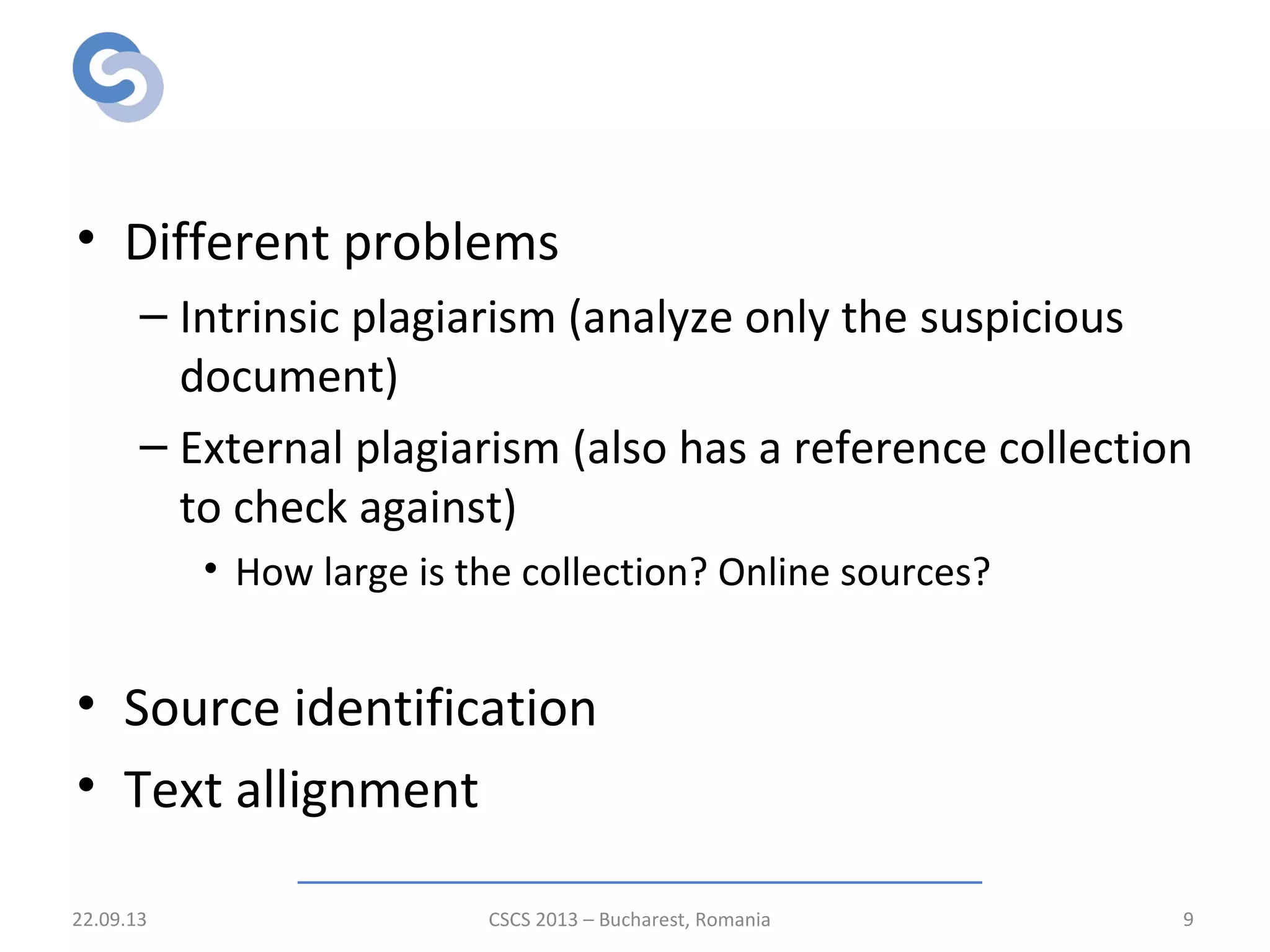 Automatic Plagiarism Detection System For Specialized Corpora Ppt