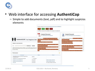 Automatic plagiarism detection system for specialized corpora | PPT