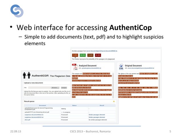 Automatic Plagiarism Detection System For Specialized Corpora Ppt