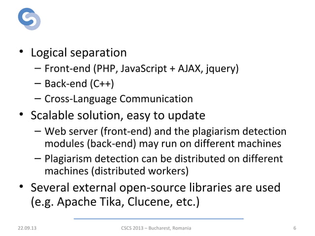 Automatic Plagiarism Detection System For Specialized Corpora Ppt