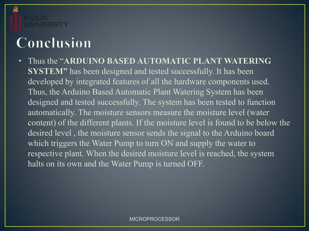 Automatic plant watering using arduinos | PPTX | Agriculture | Industries