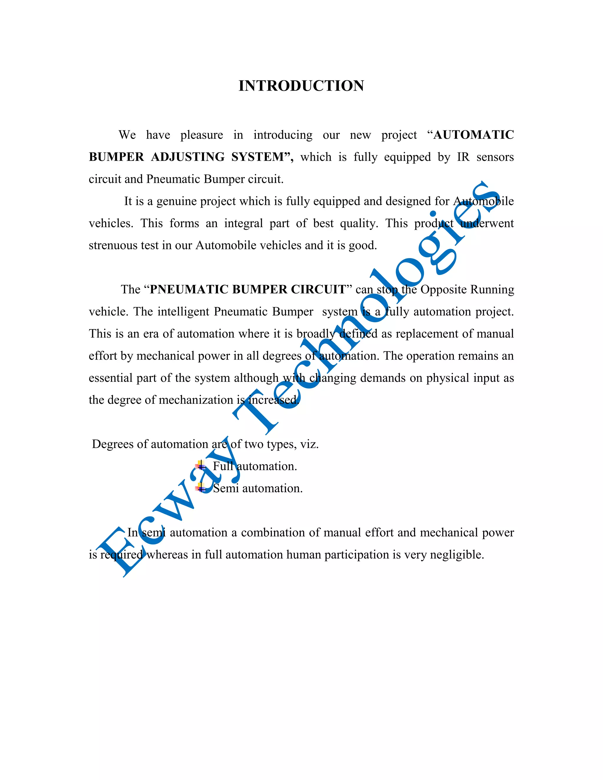 Automatic pneumatic bumper adjust mechanism | PDF