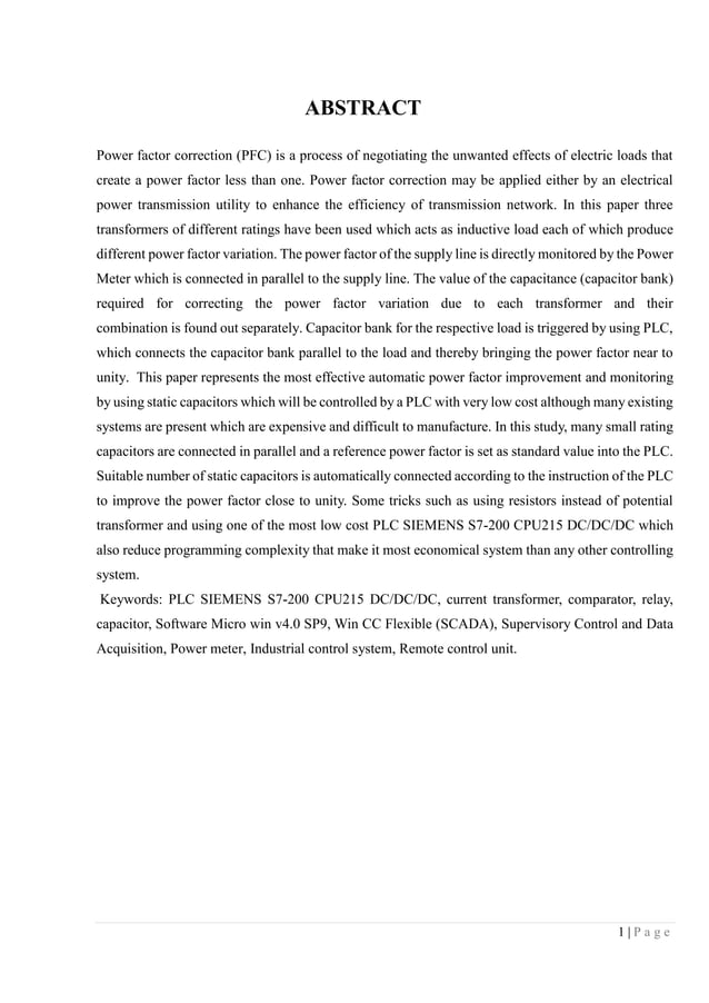 Automatic power factor_improvement_and_monitoring_by_using_plc[1] | PDF
