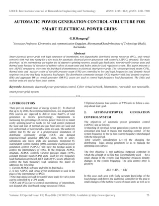 Automatic power generation control structure for smart electrical power ...