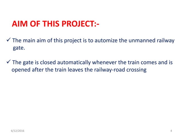 Automatic railway gate control using microcontroller | PPTX
