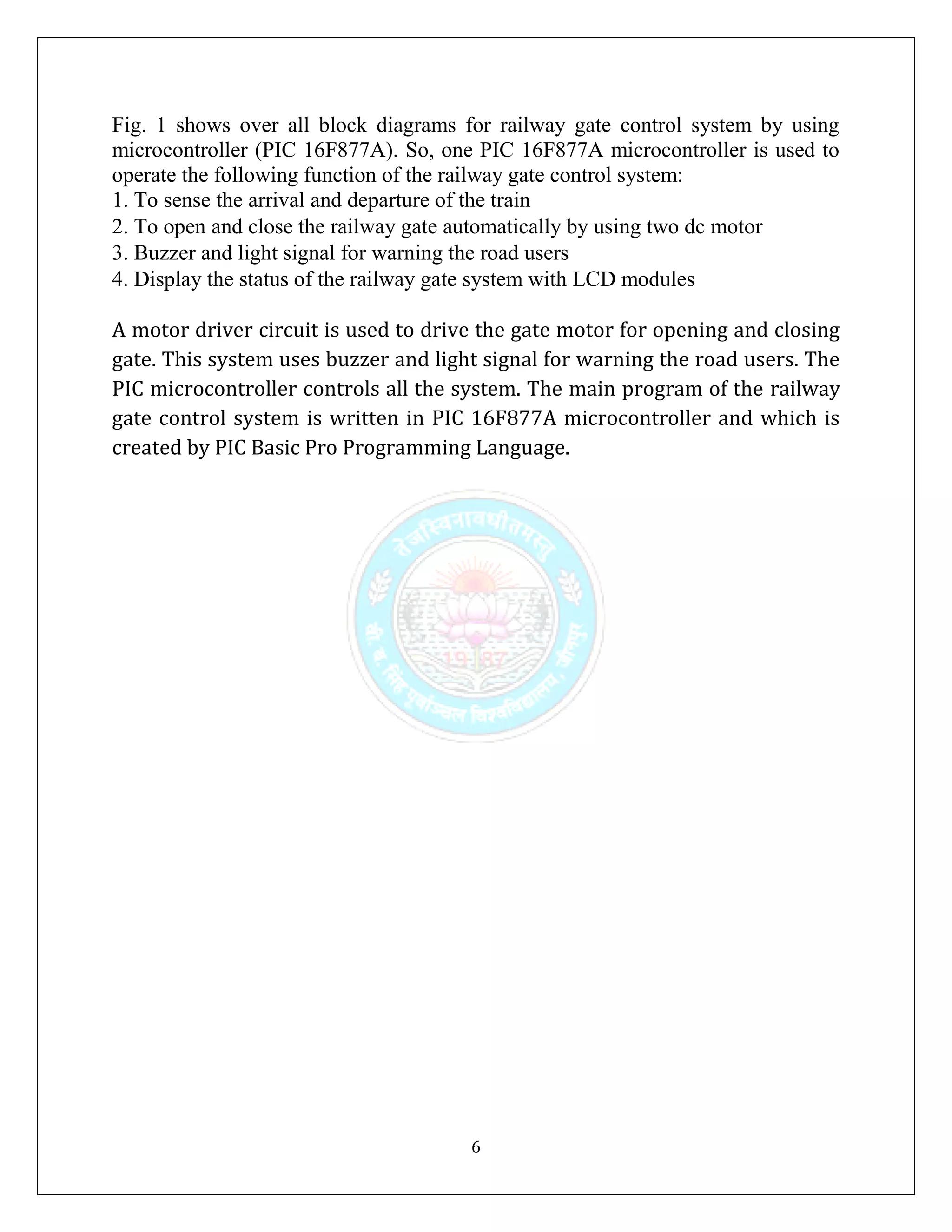 Automatic railway gate using pic 16f877a | PDF