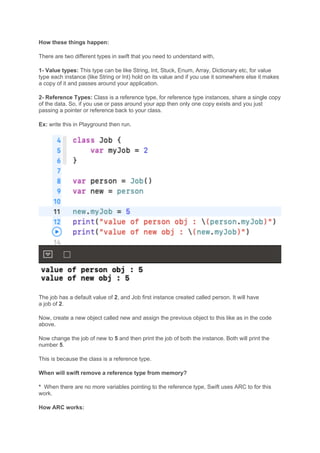 Automatic reference counting (arc) and memory management in swift | PDF