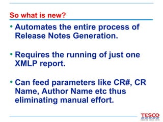 Automatic Release Notes generation using XML Publisher | PPT
