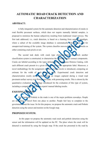 Automatic road crack detection and characterization | DOCX