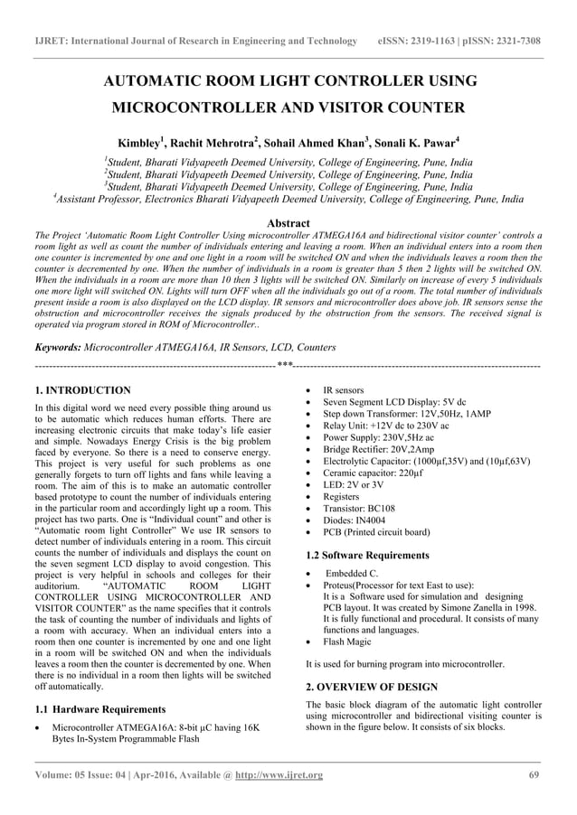 Automatic room light controller using microcontroller and visitor counter | PDF