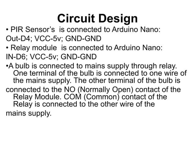 AUTOMATIC ROOM LIGHTS CONTROLLER USING ARDUINO NANO AND PIR SENSOR.ppt