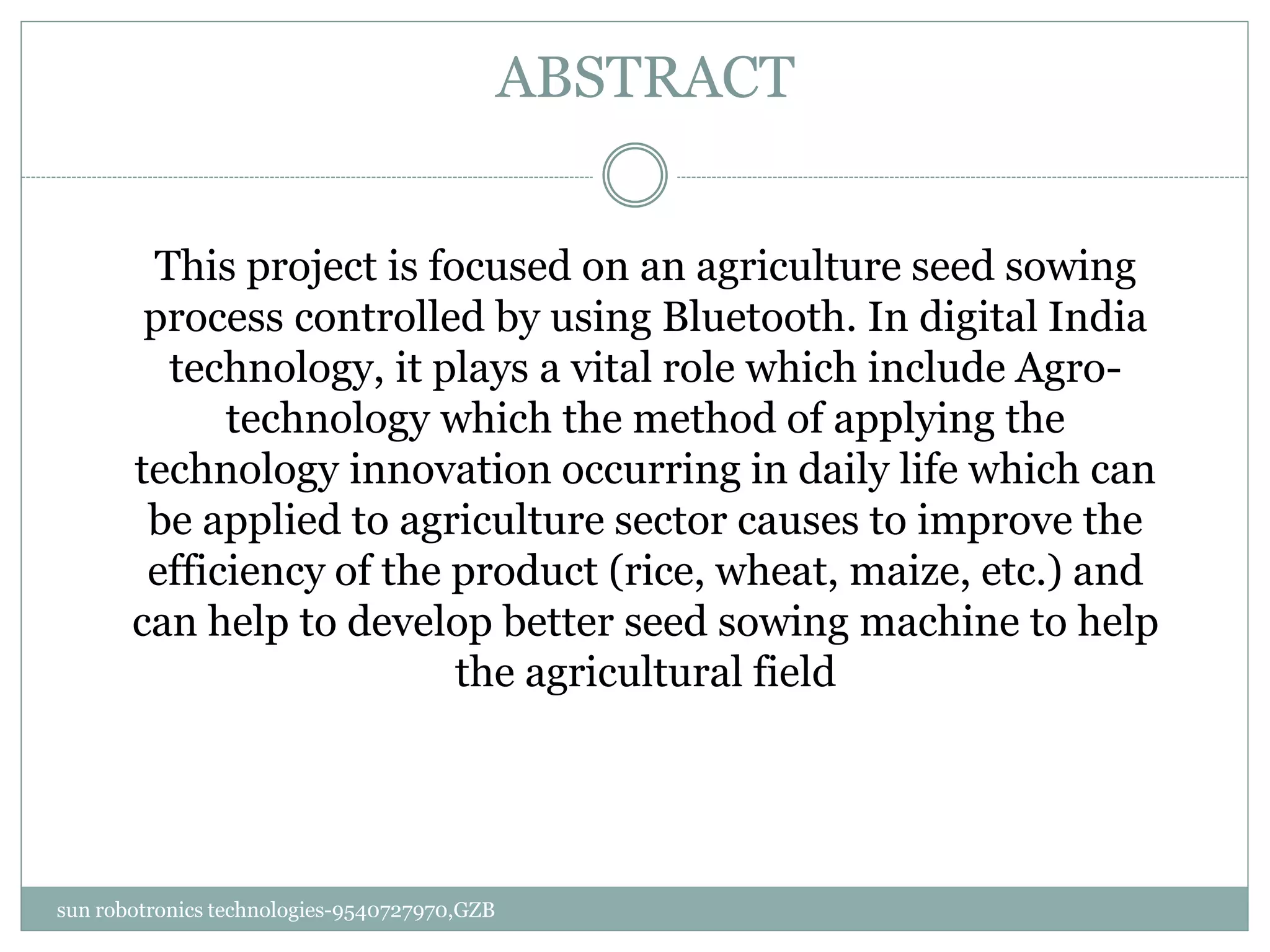 Automatic seeder and fertilizer bluetooth seed sowing sun robo | PPTX