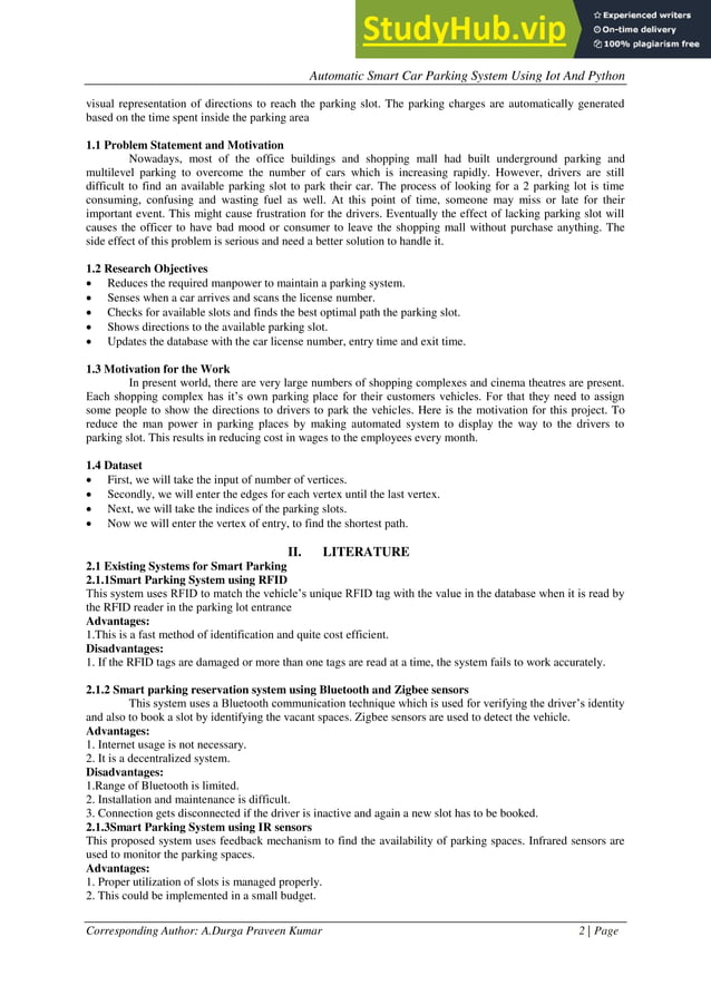 Automatic Smart Car Parking System Using Iot And Python | PDF | Internet | Computing