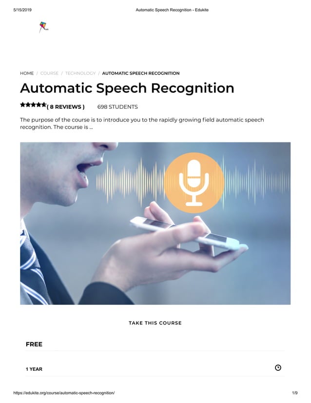 Automatic Speech Recognition - Edukite | PDF