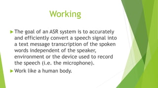 Automatic speech recognition system | PPTX