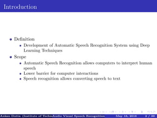 Automatic speech recognition system using deep learning | PDF