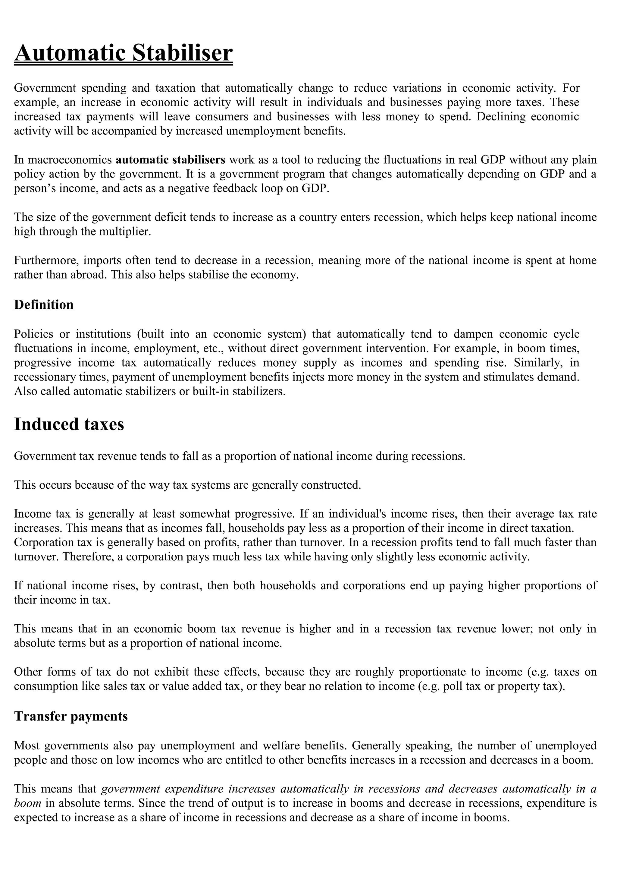 Automatic stabiliser | DOCX