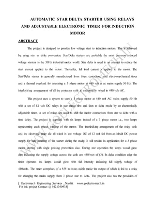 Automatic star delta starter using relays and adjustable 14000 | PDF