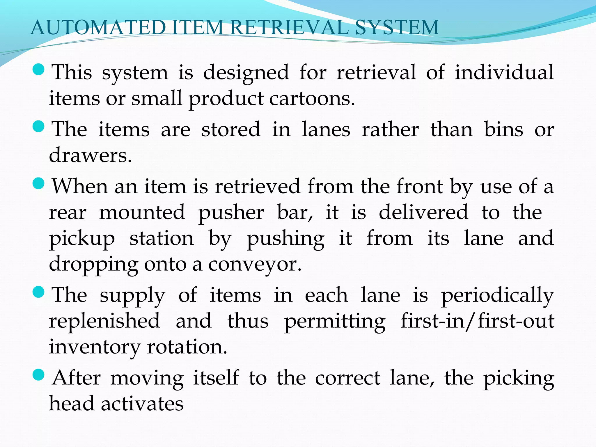 Automatic storage and retrieval system | PPT