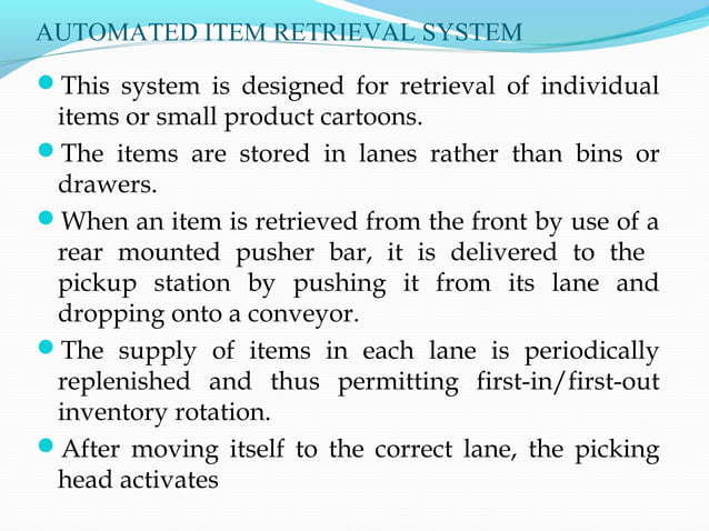 Automatic storage and retrieval system | PPT