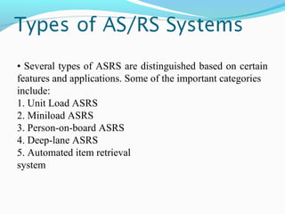 Automatic storage and retrieval system | PPT
