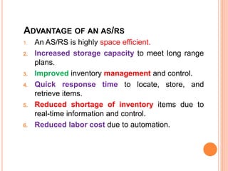 Automatic storage and retrieval system(as & rs) | PPTX