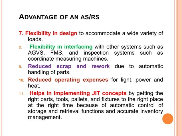 Automatic storage and retrieval system(as & rs) | PPTX | Data Storage and Warehousing | Computing