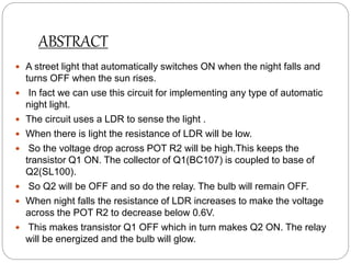 AUTOMATIC STREET LIGHT.ppt | Computer Networking | Computing