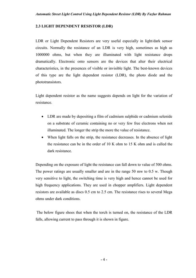 Automatic street light control using LDR. | PDF