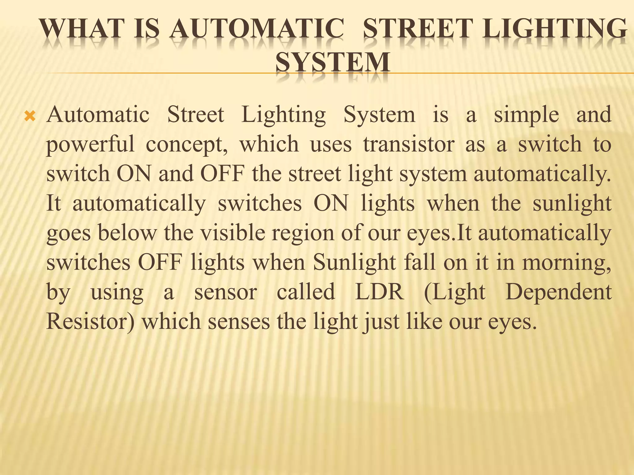 Automatic street lighting system | PPTX