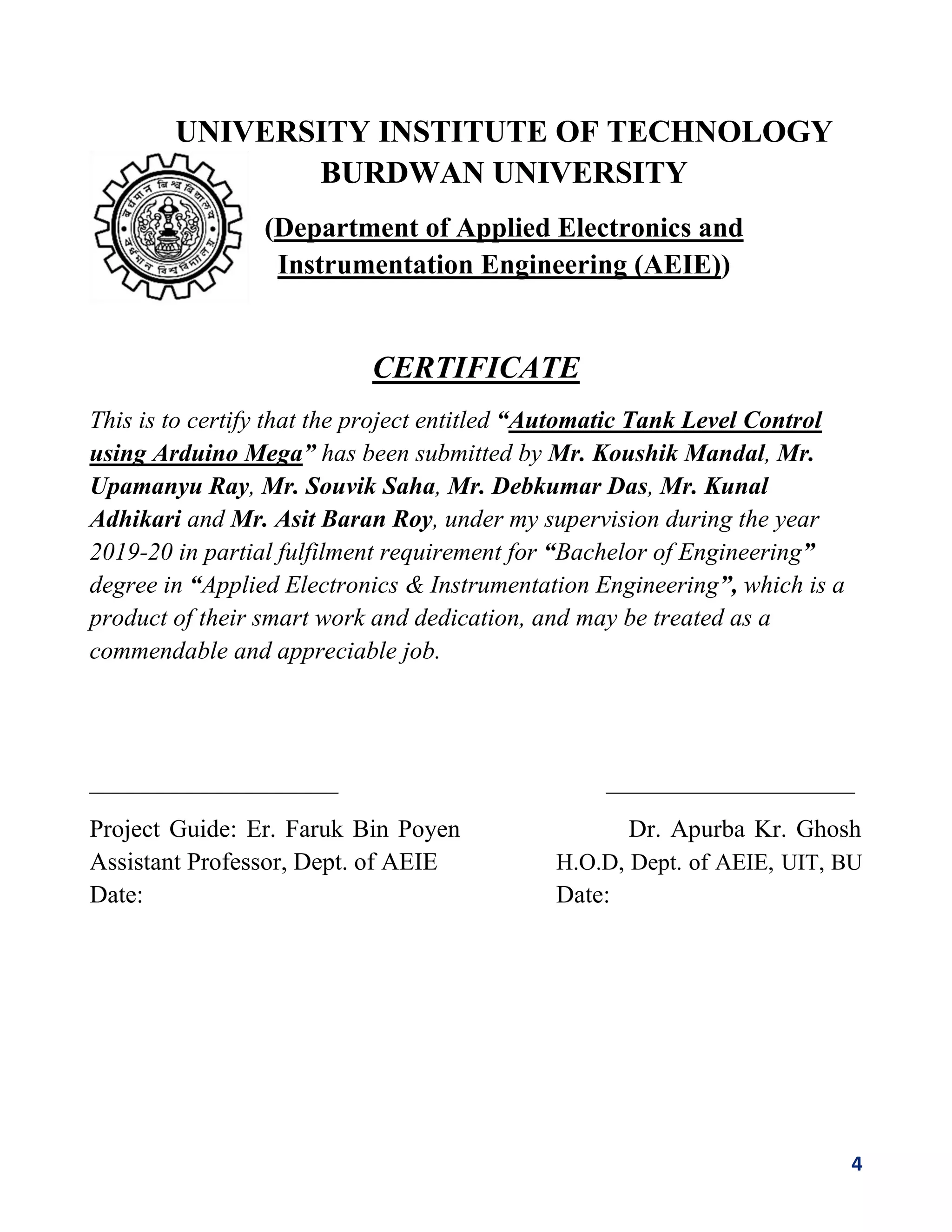 Home Automation Water Tank Level Control | PDF