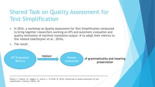 Automatic text simplification evaluation aspects | PPT