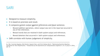 Automatic text simplification evaluation aspects | PPT